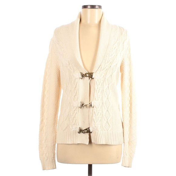 Ralph Lauren | Sweaters | Ralph Lauren Cream Cable Knit Buckle Cardigan ...